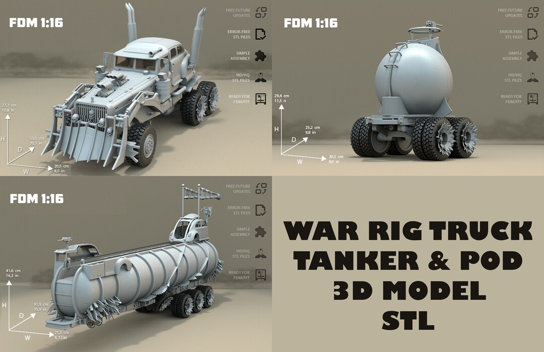 Mad Max War Rig Trucktanker and Fuel Pod 3D Model STL Mad - Etsy