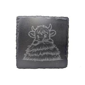 Slate Coaster Highland Cow in Hay Pile Laser Engraved Fall Autumn - Etsy