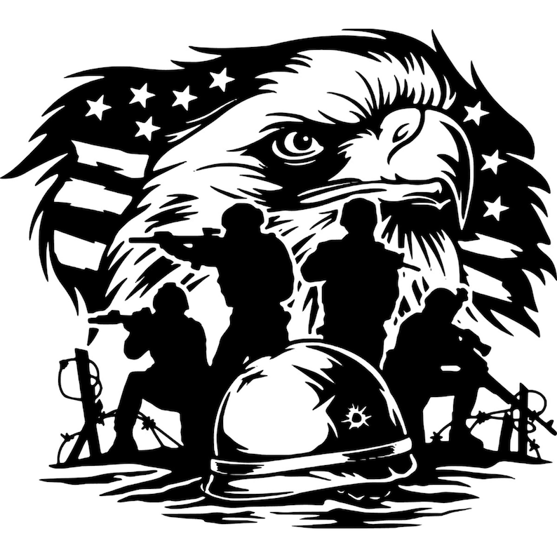 Bald Eagle US Flag and American Soldiers Decal Sticker Patriotic ...