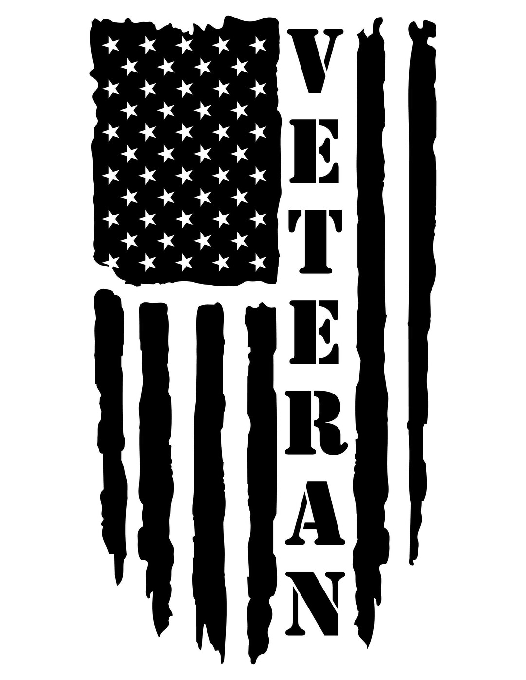 Distressed Veteran American Flag Vertical Decal Sticker Patriotic ...