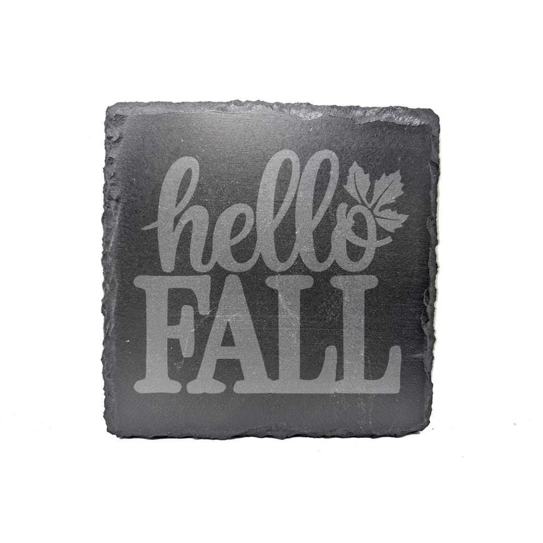 Slate Coaster Hello Fall Laser Engraved Fall Autumn - Etsy