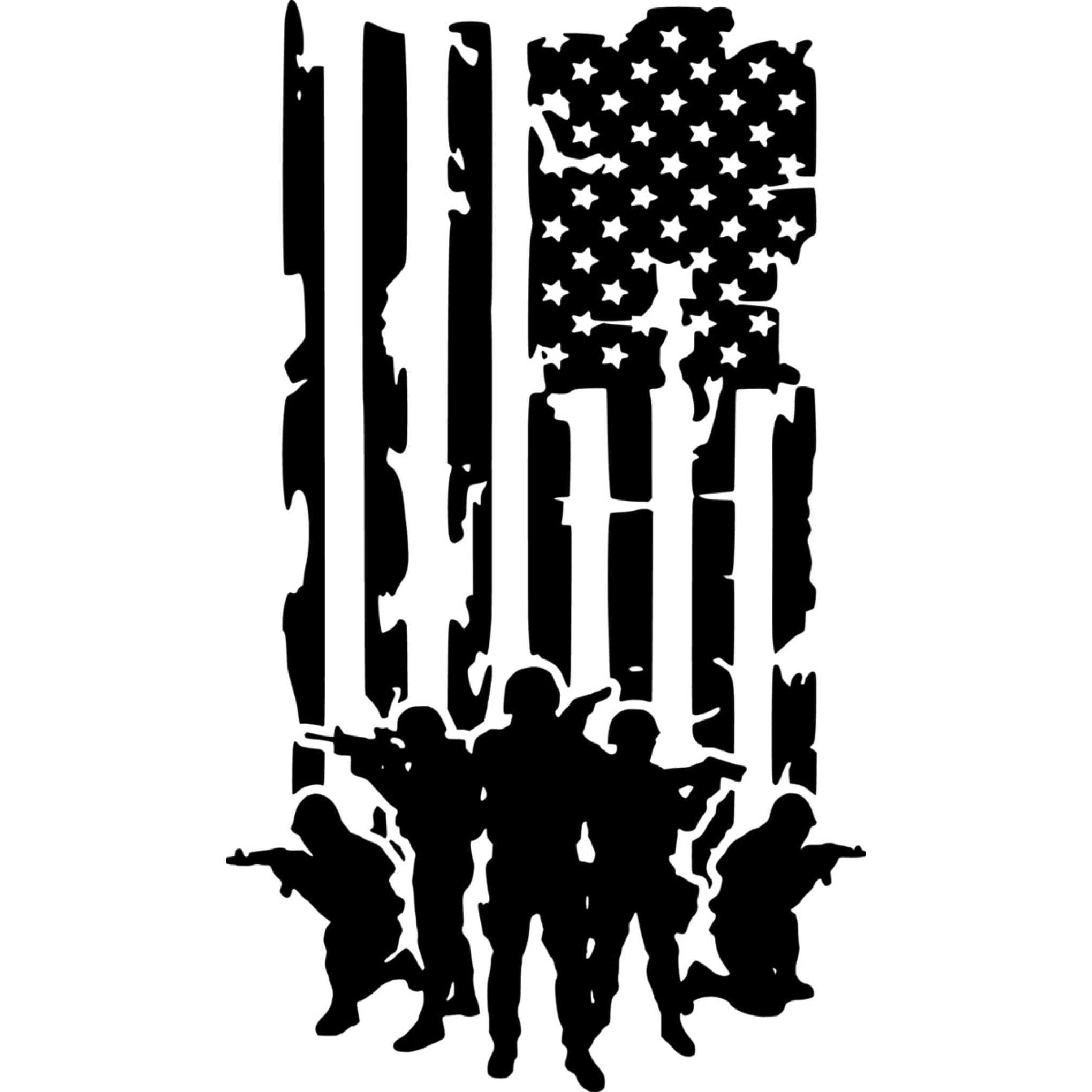 Tattered US Flag With Soldiers Decal Sticker Patriotic - Etsy