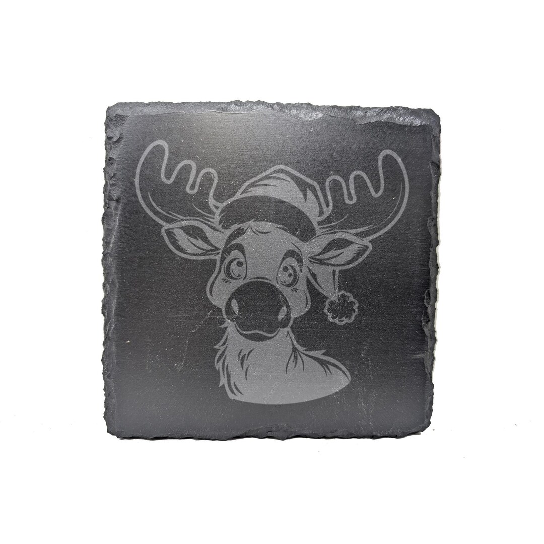 Slate Coaster Holiday Moose Cheer Laser Engraved Christmas Holiday ...