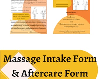 Massage Intake & Aftercare Form. Style simplicity - Etsy