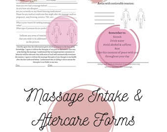 Massage Intake & Aftercare Form. Style- "simplicity" - Etsy