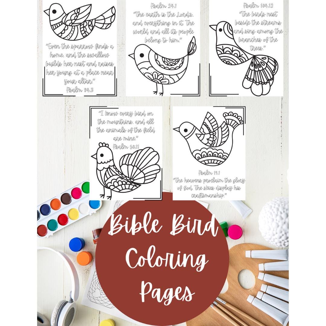 Bible Birds: Bible Verse Coloring Pages - Etsy