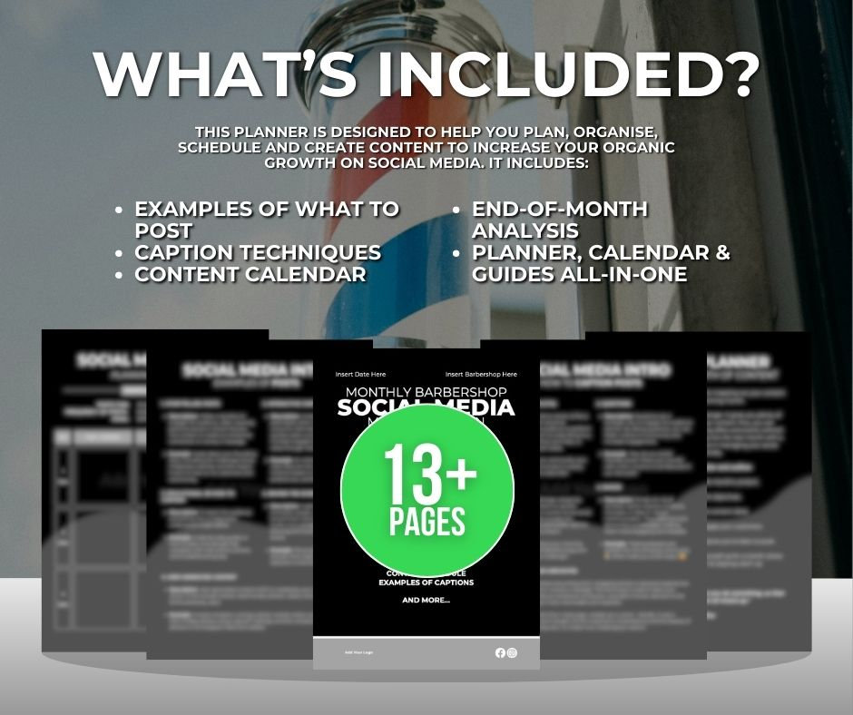 Barbershop Content Calendar Template Canva, Social Media Planner ...