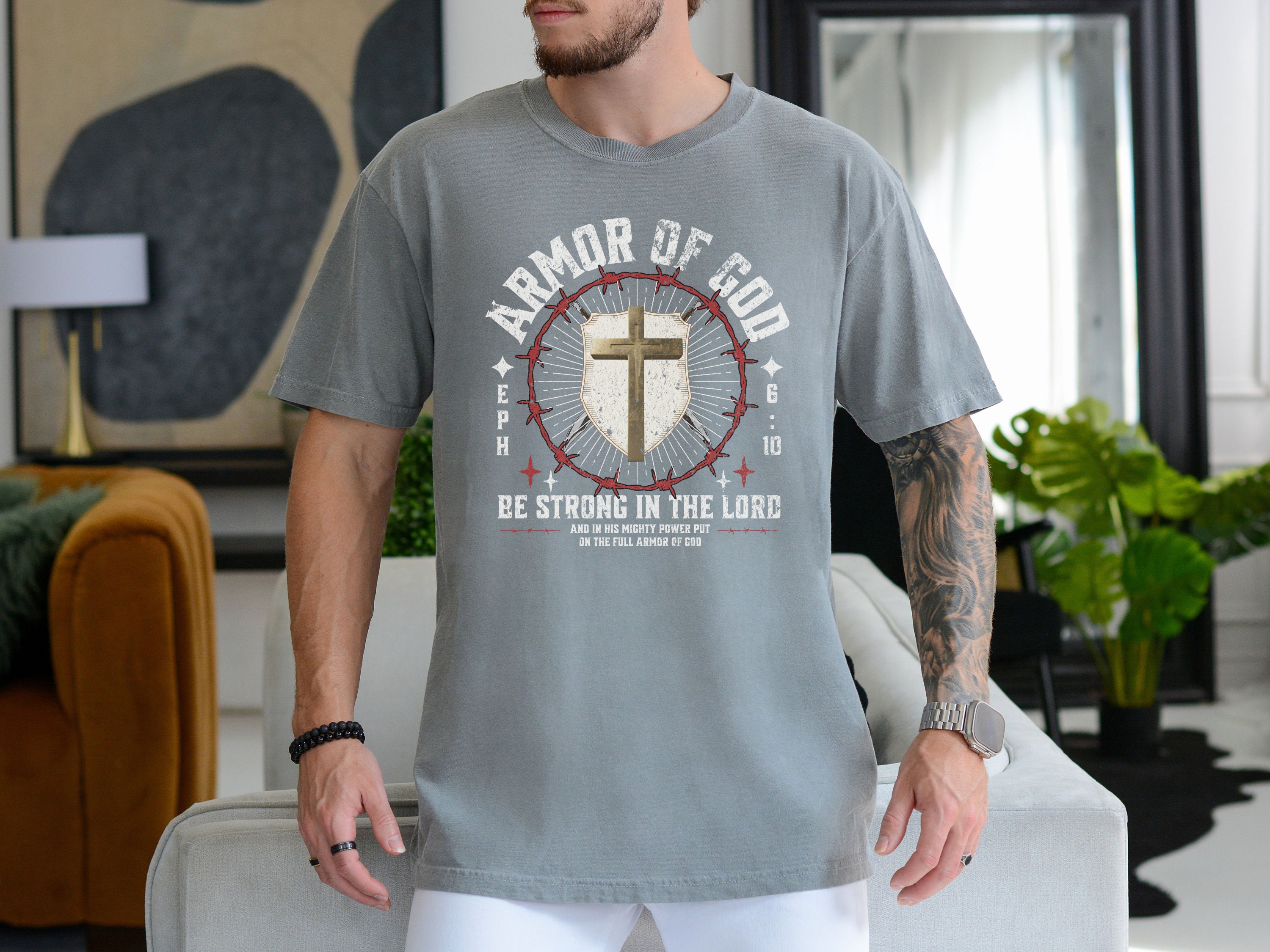 Armor of God Christian Merch Gift, Pump Cover Mens Tee for ...