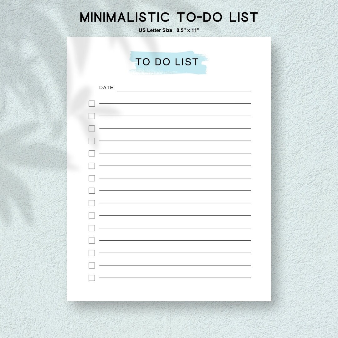 Minimalistic Printable To-do List: Easy Task Template, Productivity ...