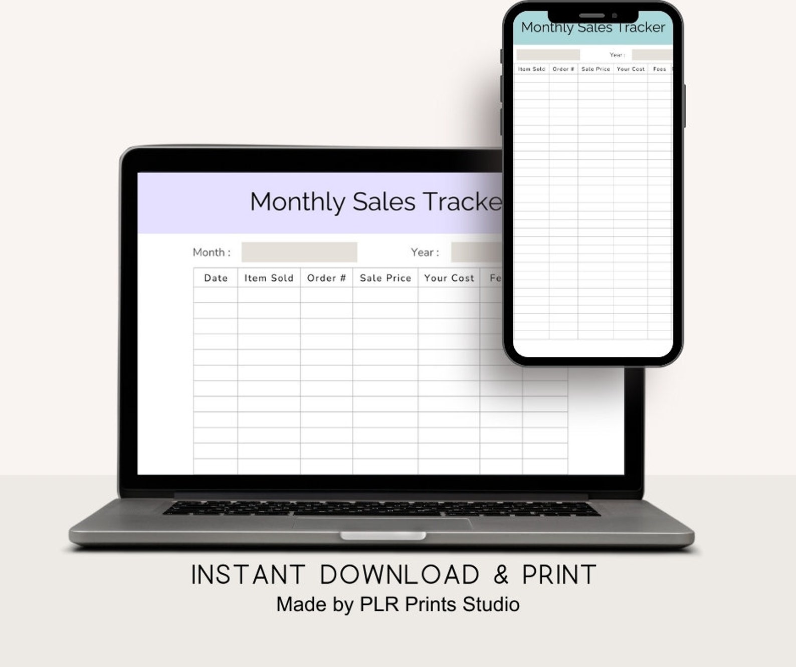 Printable Monthly Sales Tracker: US Letter, Online Business (digital ...