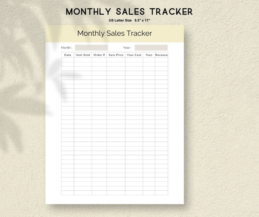 Monthly Sales Tracker Effortlessly Track Sales: Printable Template for ...