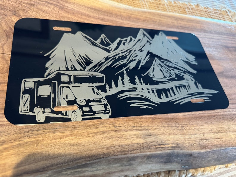 Camping Logo Engraved Aluminum License Plate With Camper, Tent and ...