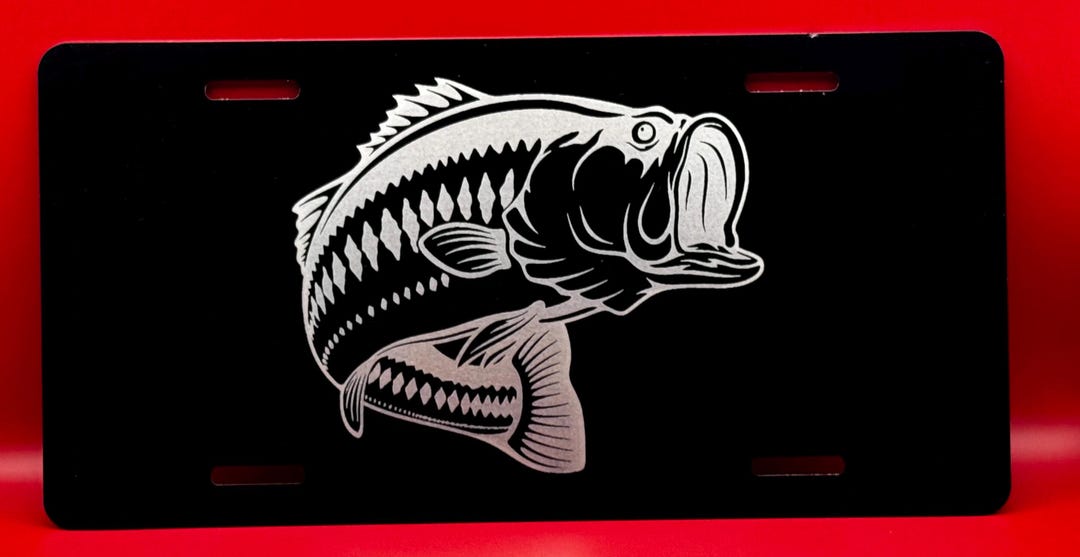 Black Laser Engraved Ball Fish License Plate - Etsy