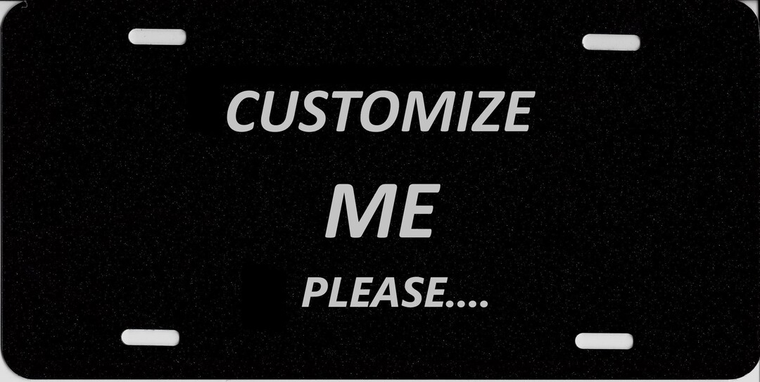 Black Custom License Plates Engraved and or Vinyl Lettering or Shapes ...