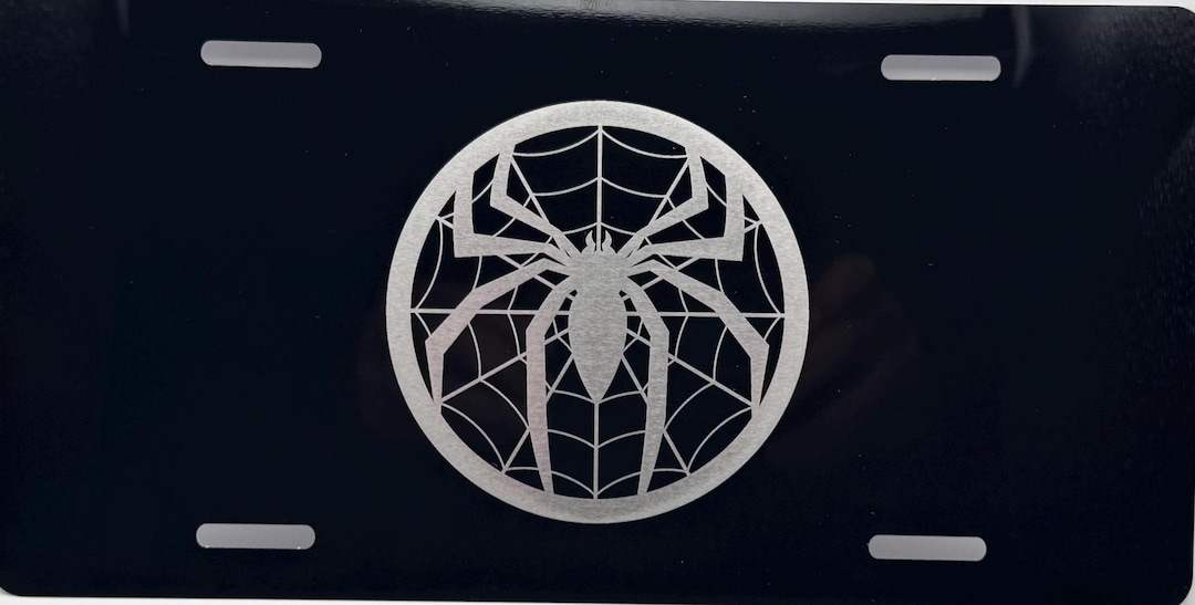 Black Laser Engraved Spiderman License Plate - Etsy