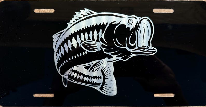 Black Laser Engraved Ball Fish License Plate - Etsy