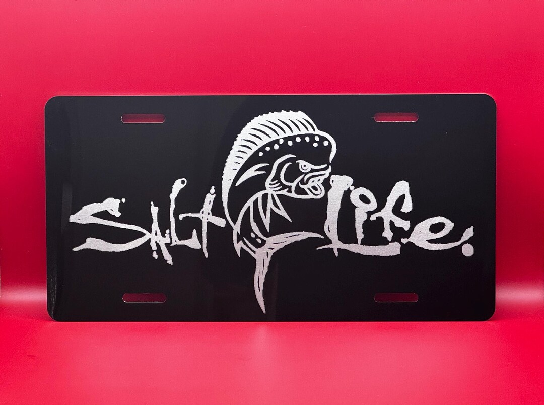 Black Laser Engraved Salt Life Dolphin License Plate - Etsy