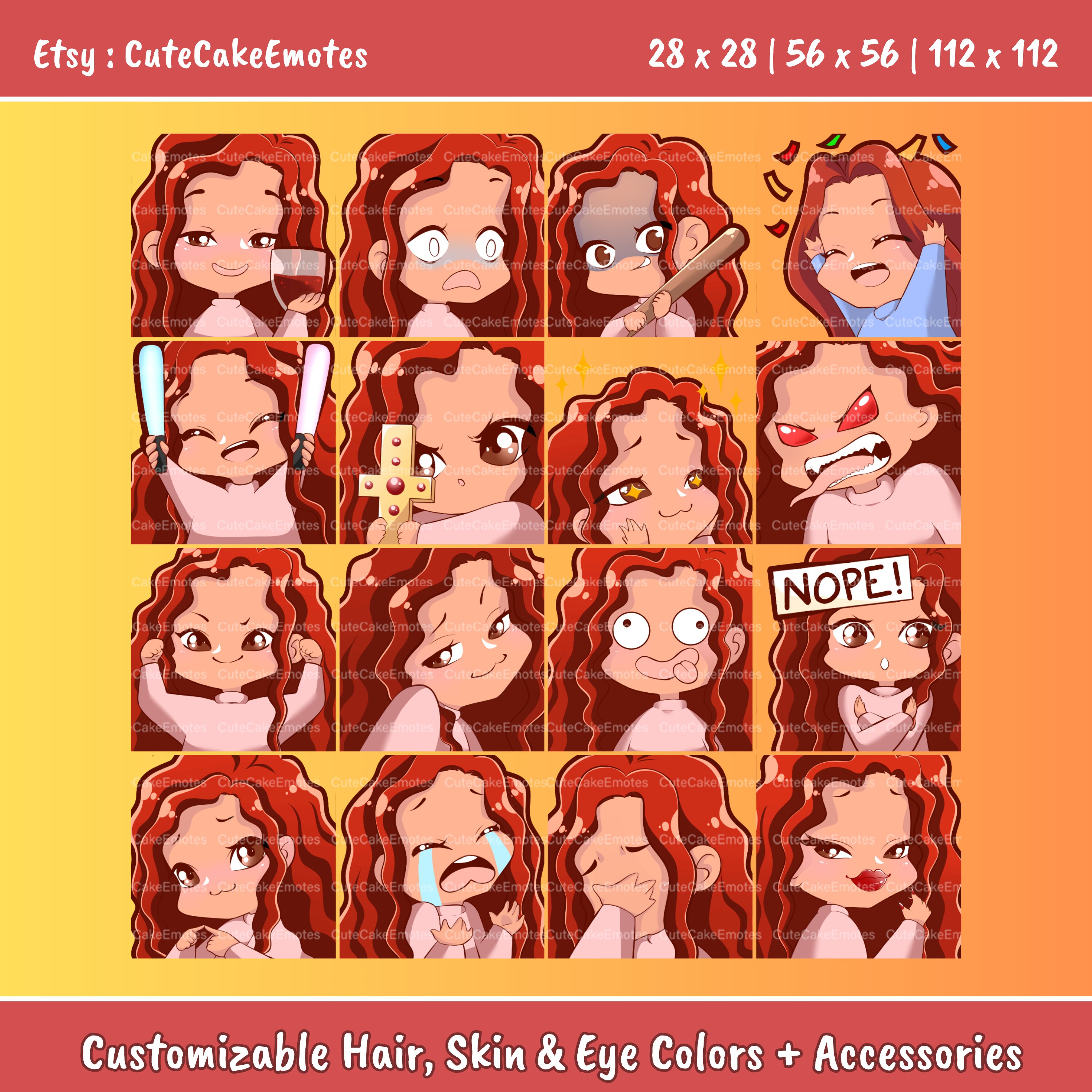 Emotes Bundle Cute Chibi Girl Twitch Discord Youtube And More Female