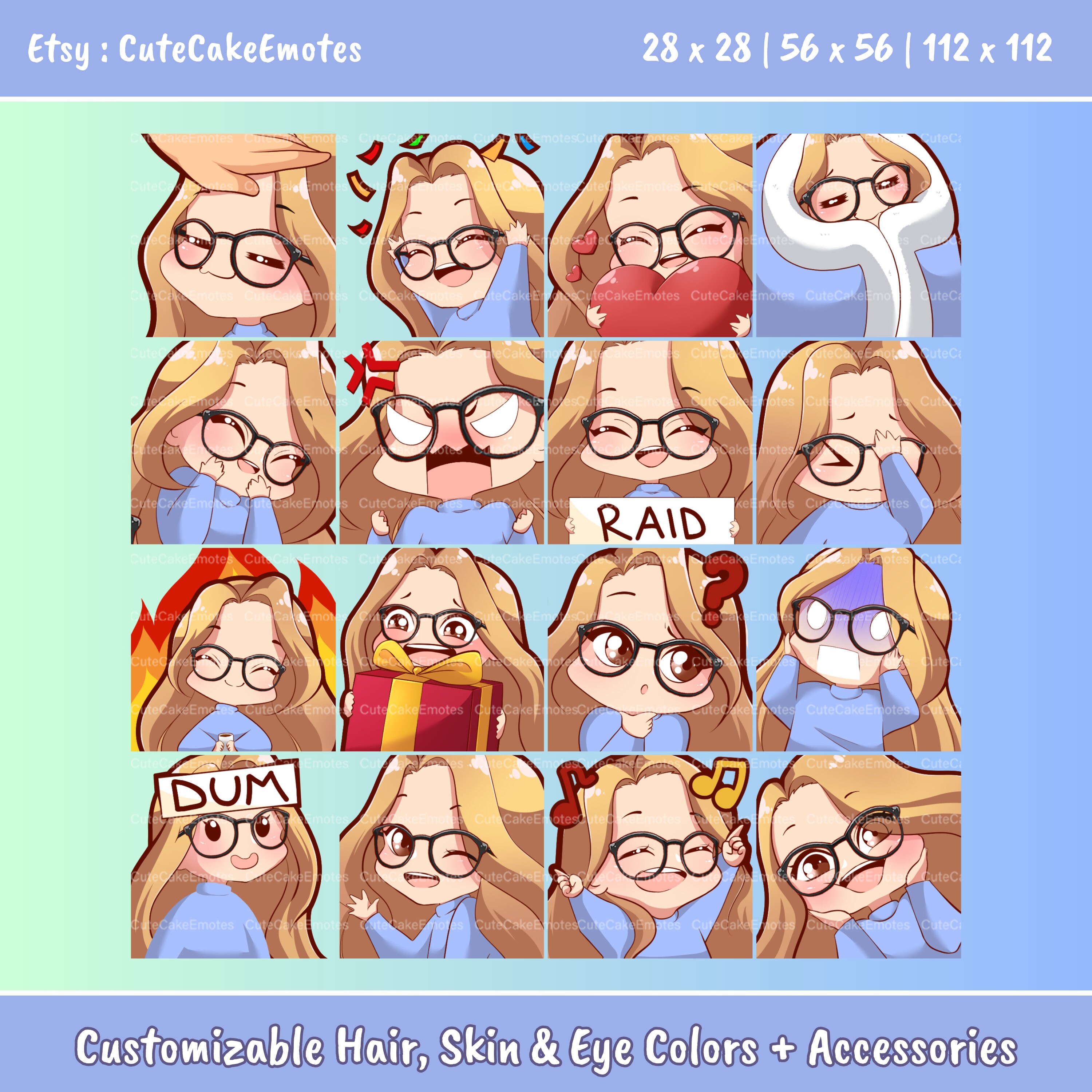 EMOTES BUNDLE | Cute Chibi Girl | for Twitch, Discord, Youtube (female ...