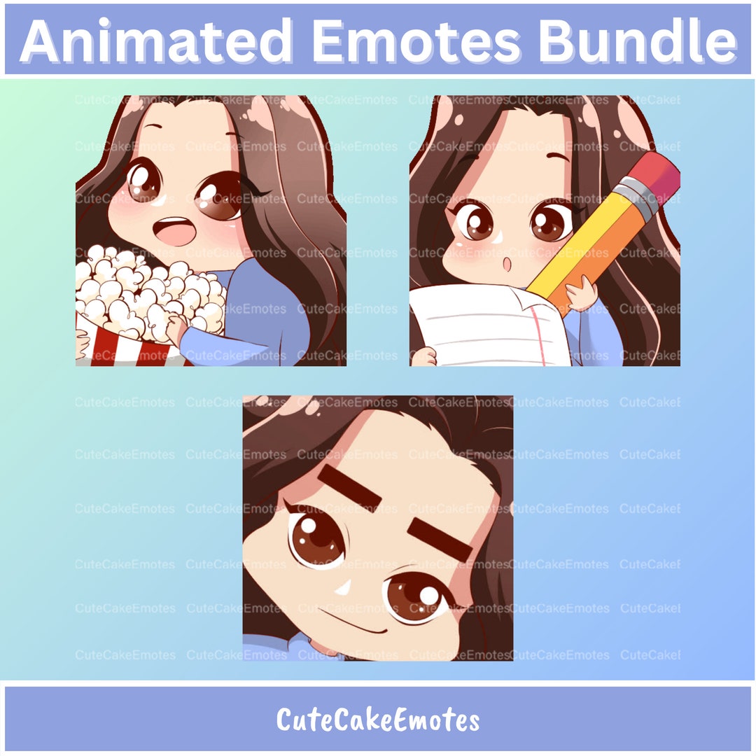 ANIMATED EMOTE BUNDLE Cute Chibi Girl | Customizable | Snack / Note ...