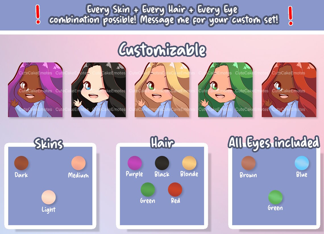 EMOTES BUNDLE Cute Chibi Girl Perfect for Twitch, Discord, Youtube and ...