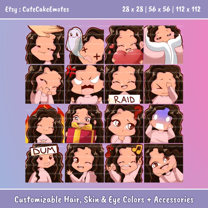 EMOTES BUNDLE | Cute Chibi Girl | for Twitch, Discord, Youtube, Etc ...