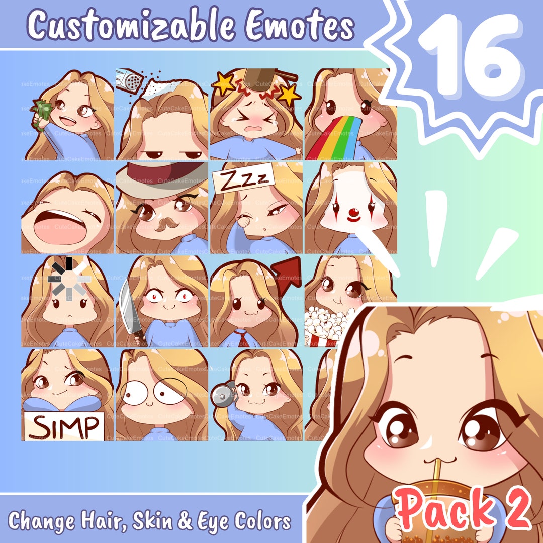 EMOTES BUNDLE Cute Chibi Girl | Perfect for Twitch, Discord, Youtube ...