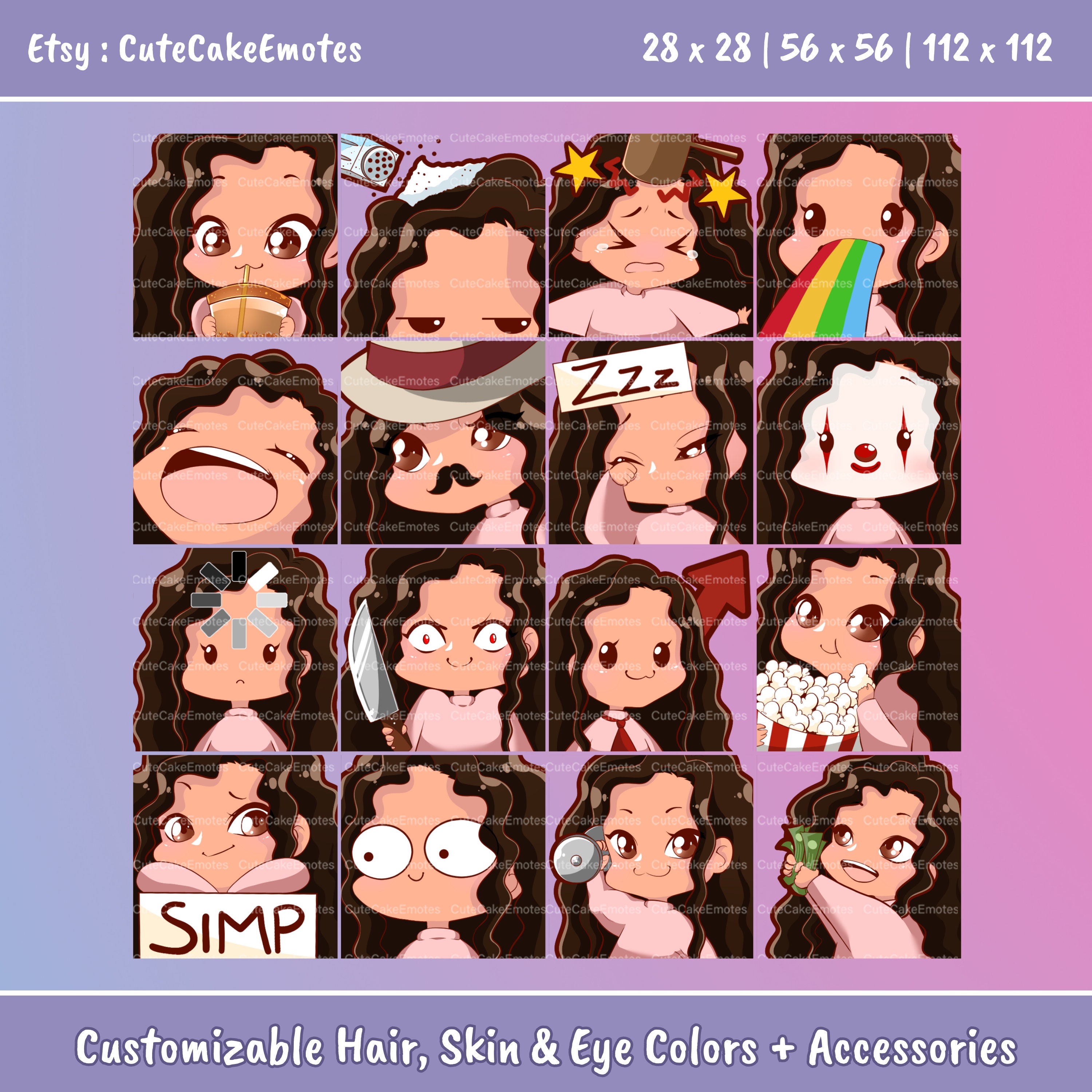 EMOTES BUNDLE | Cute Chibi Girl | for Twitch, Discord, Youtube, Etc ...