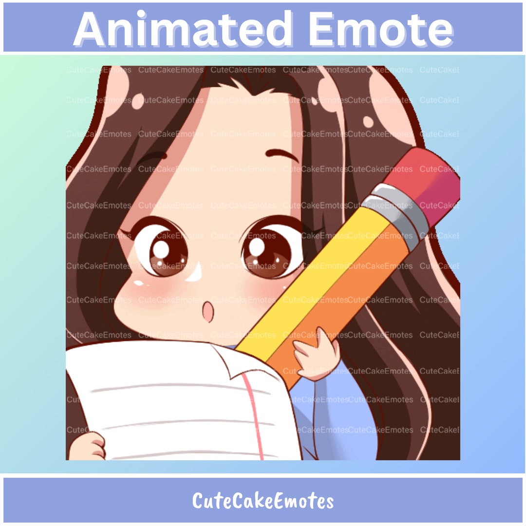 ANIMATED Cute Chibi Girl EMOTE | Cute Note / Scribble / Nod Emote ...