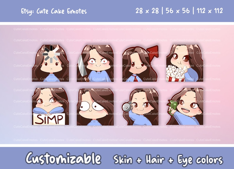 EMOTES BUNDLE Cute Chibi Girl Perfect for Twitch, Discord, Youtube and ...