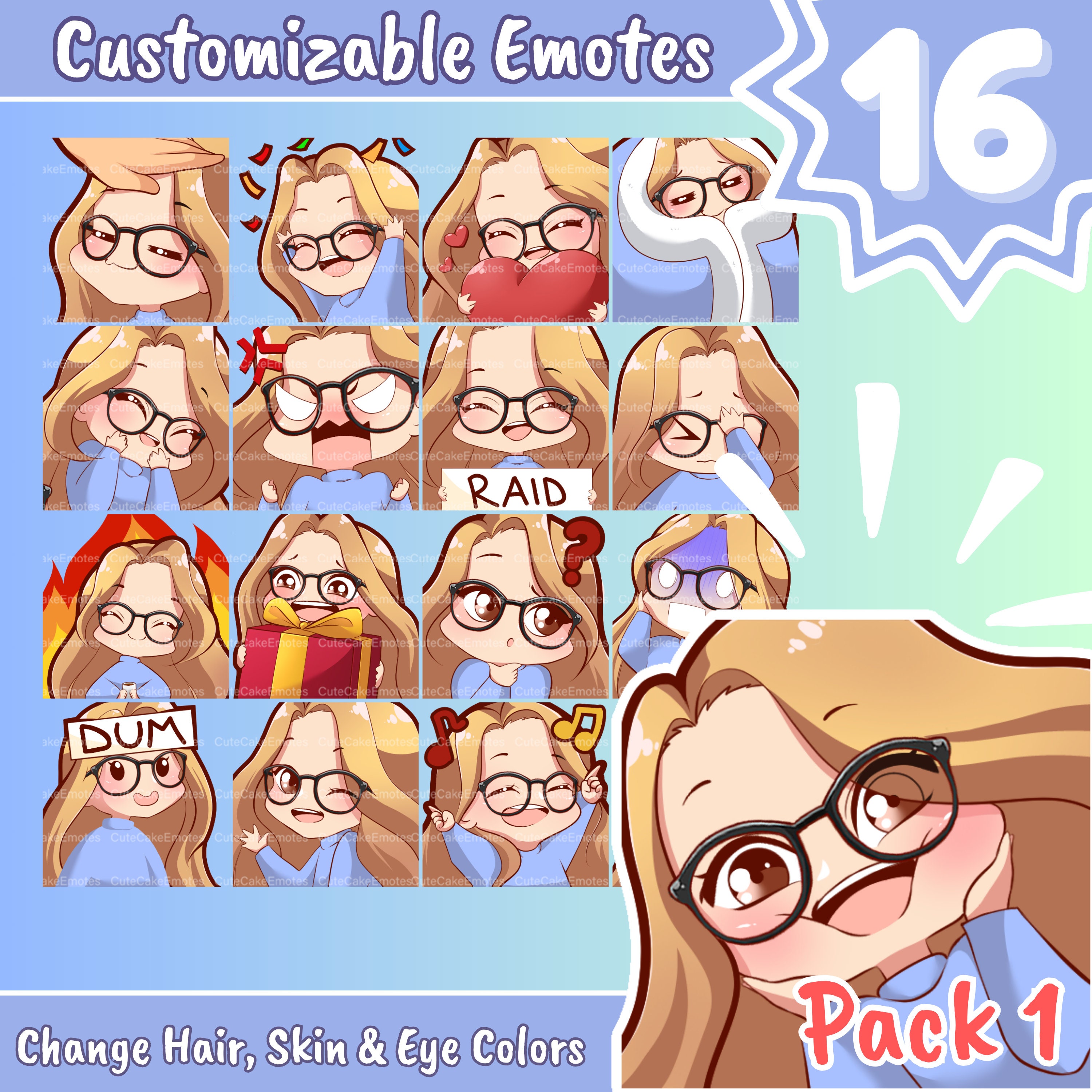 EMOTES BUNDLE Cute Chibi Girl Twitch, Discord, Youtube and More female ...