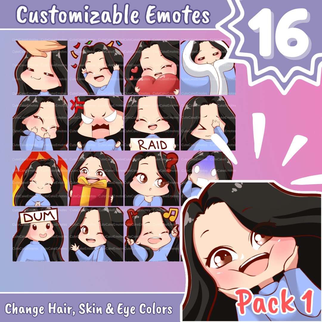 EMOTES BUNDLE Cute Chibi Girl | Perfect for Twitch, Discord, Youtube ...