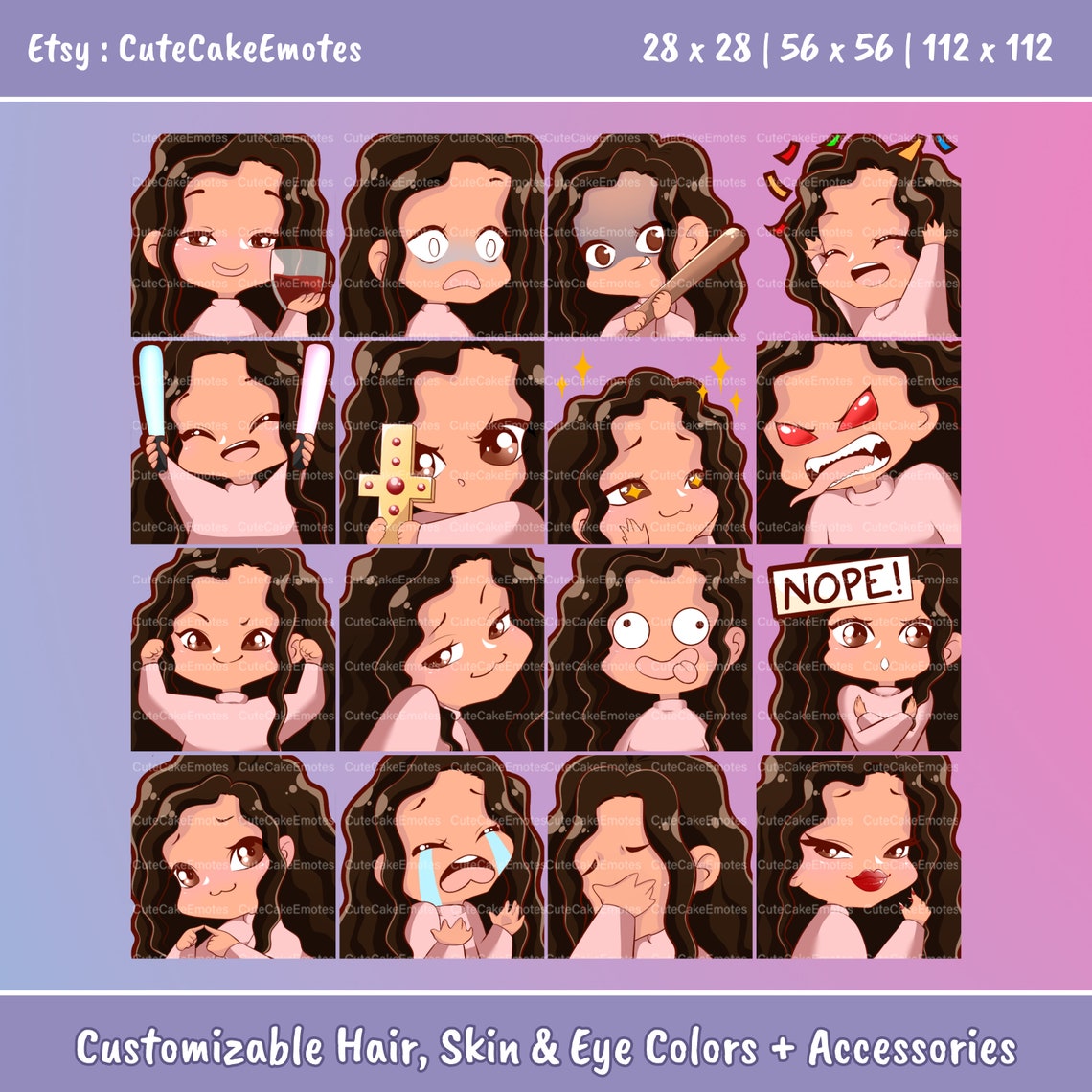 EMOTES BUNDLE | Cute Chibi Girl | for Twitch, Discord, Youtube, Etc ...