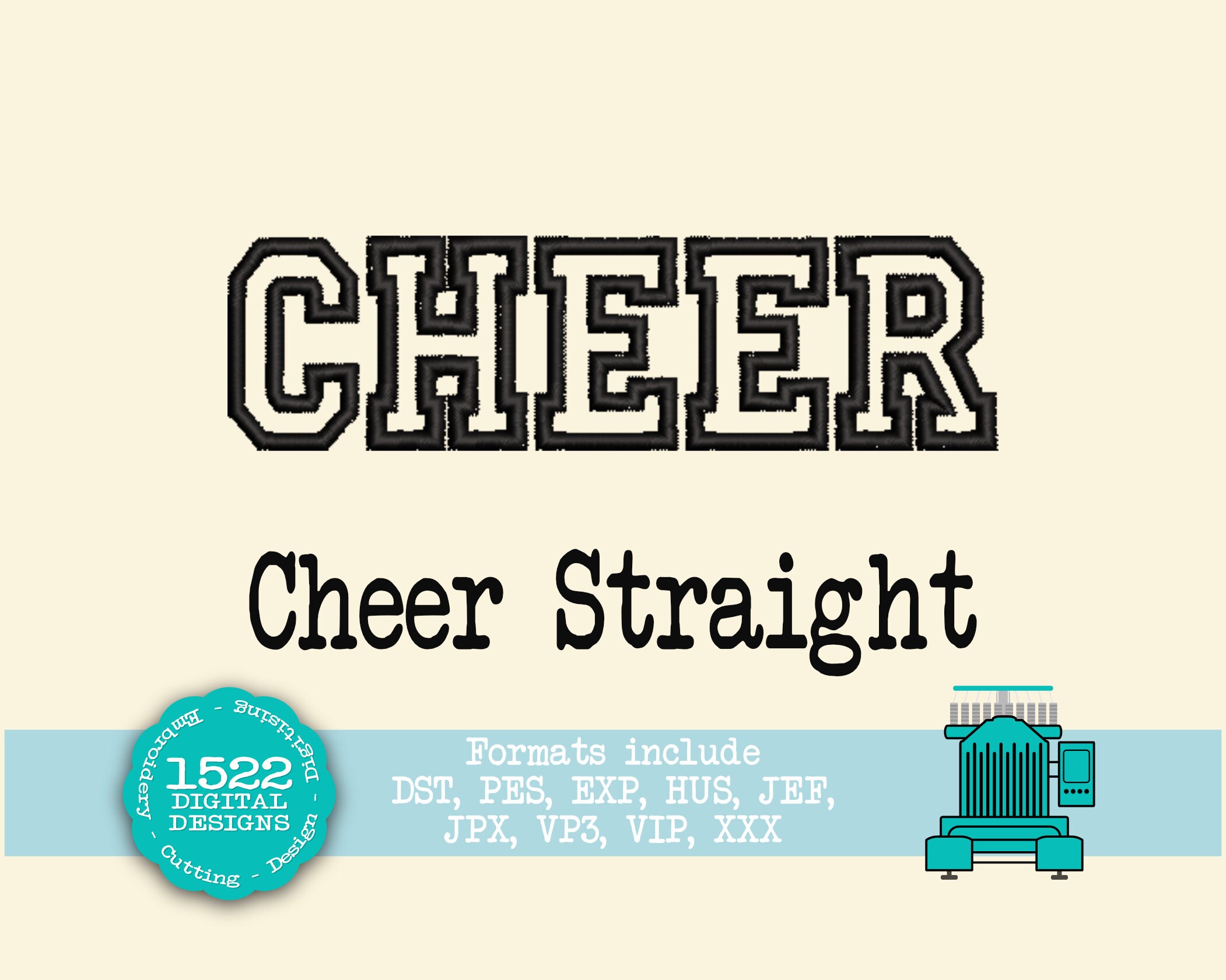 Cheer Applique Word Machine Embroidery File - Instant Download ...