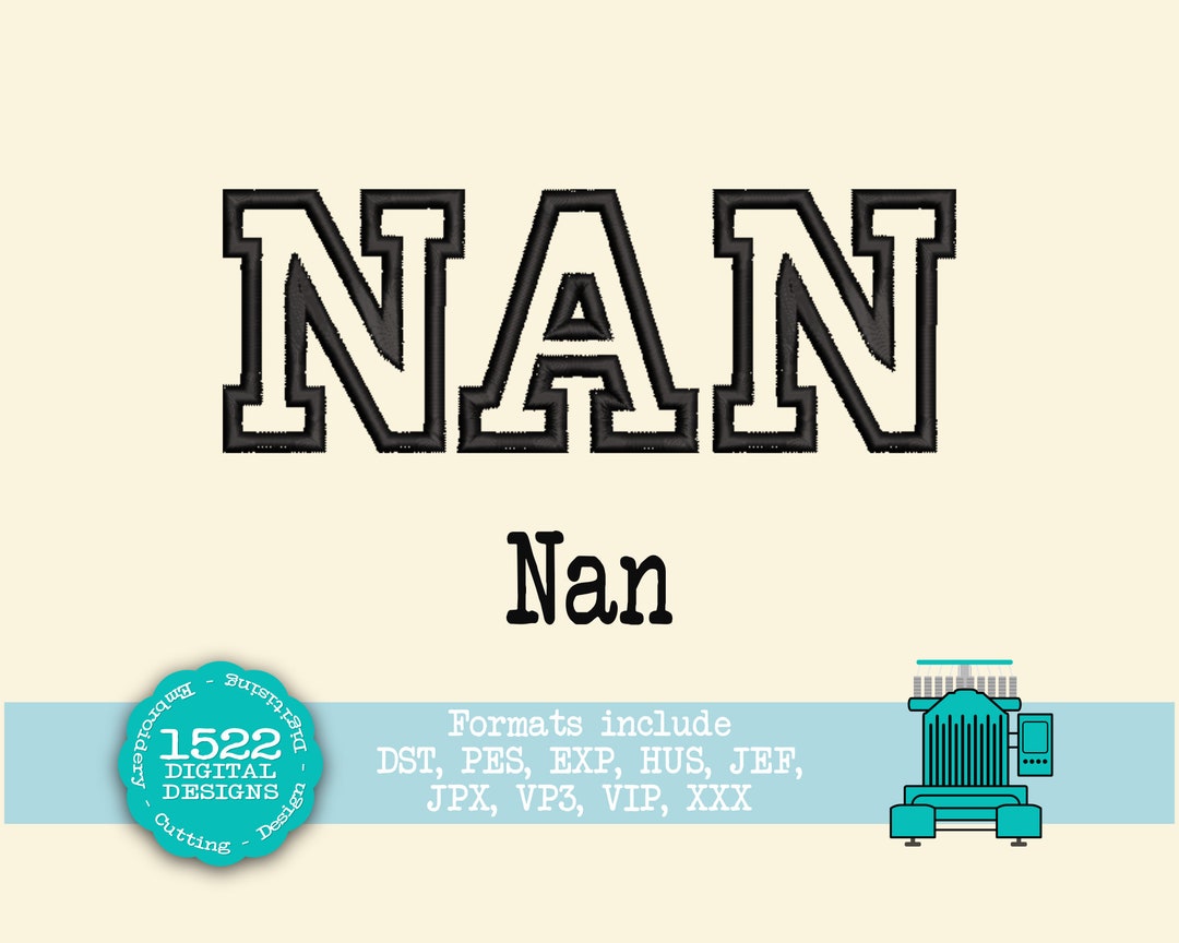 Nan Applique Word Machine Embroidery File Instant Download Embroidery ...