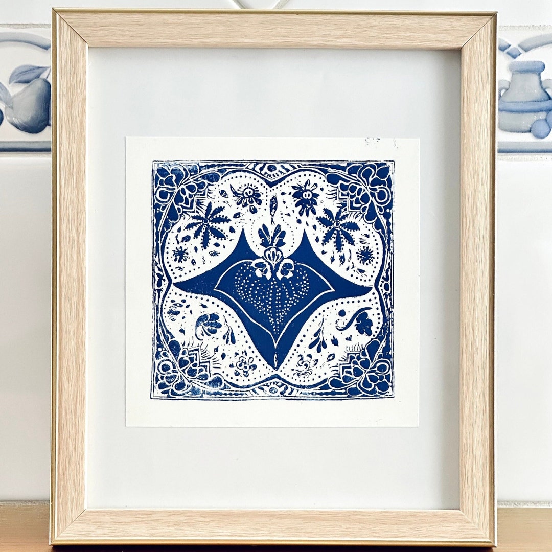 Manta Ray Azulejo Print: Portuguese Nautical Art, Eco-friendly ...