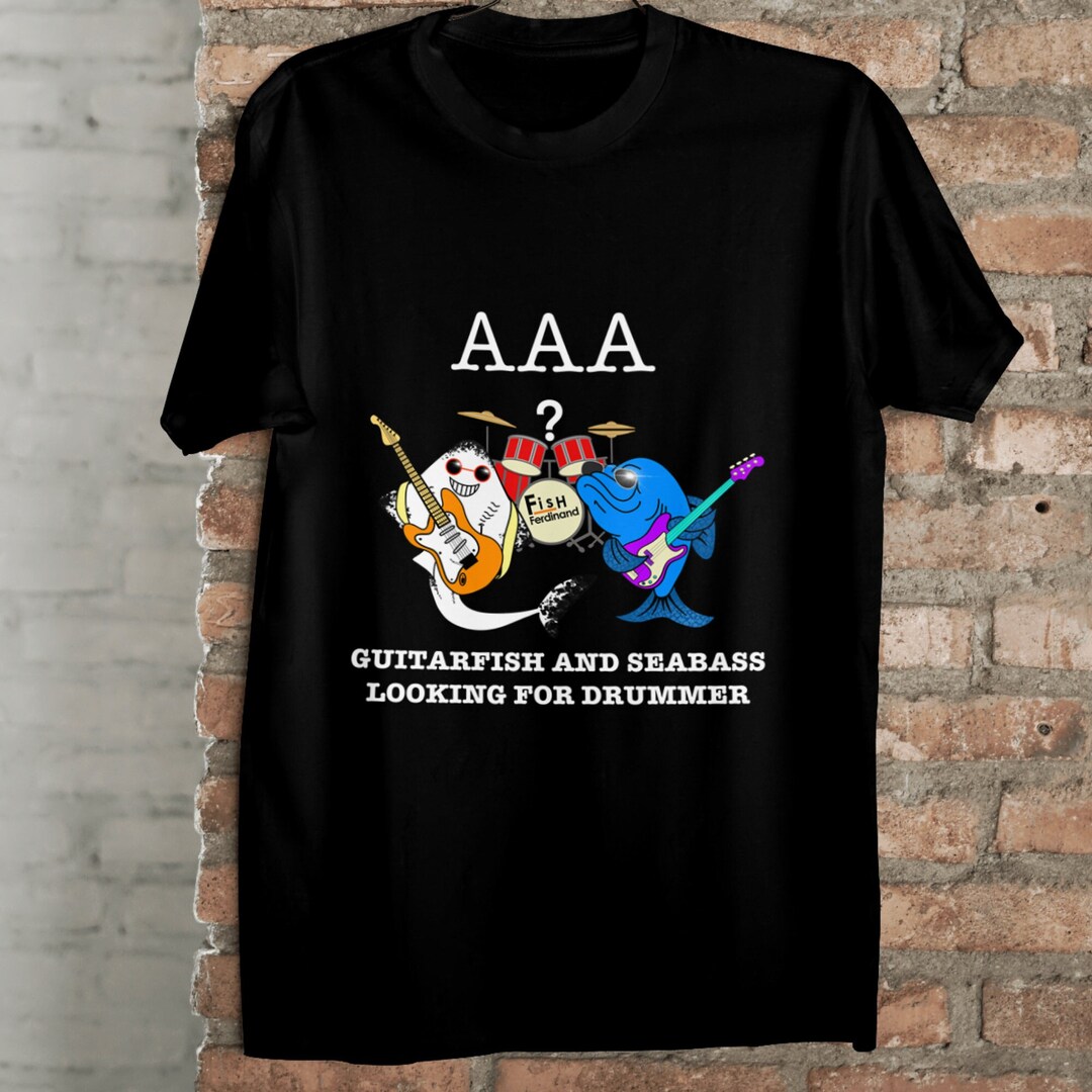Guitar Fish & Sea Bass Funny Rock Music T-shirt for Ocean Lover ...