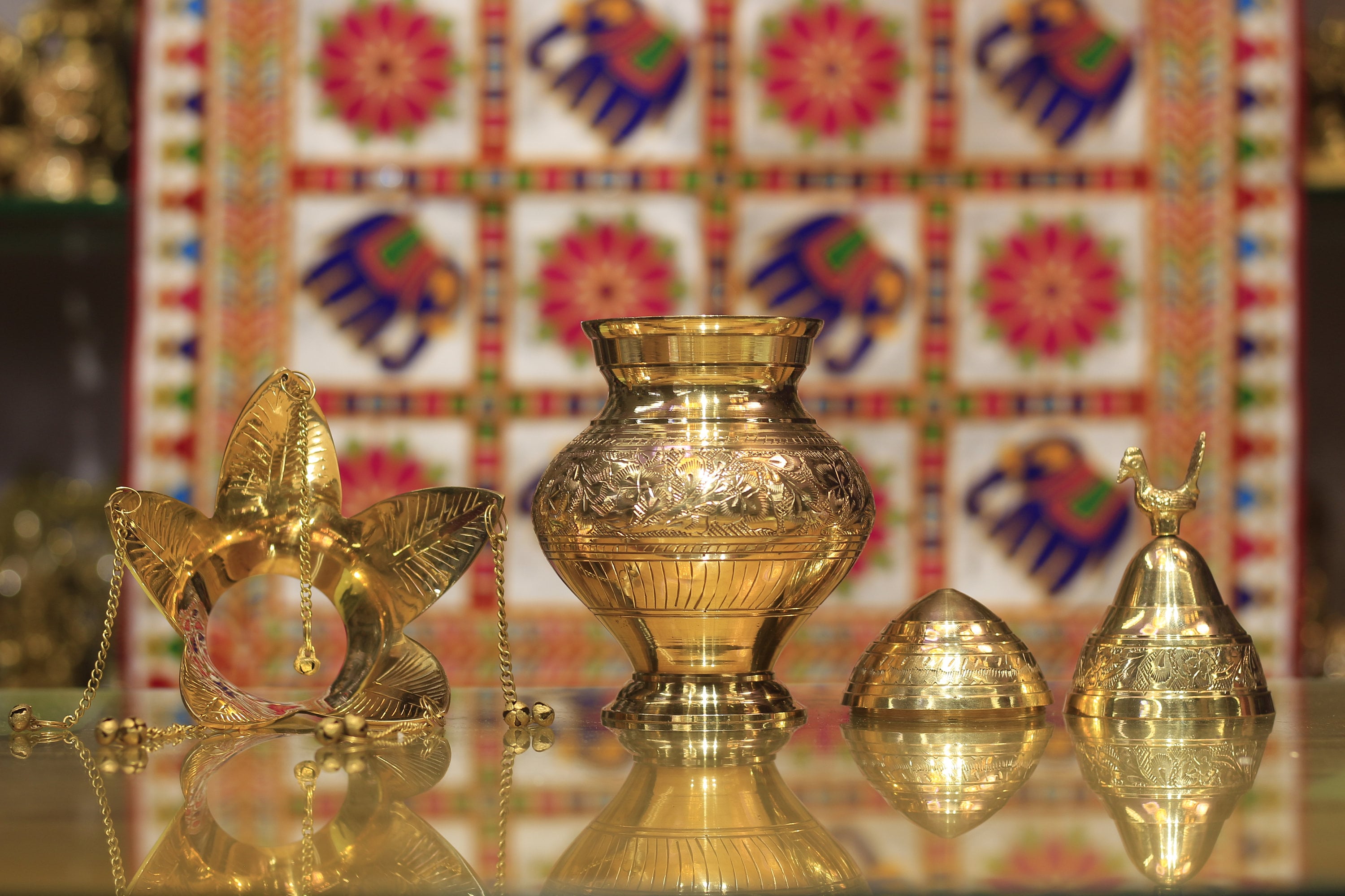 Pure Brass Ganesha Laxmi Kalash,brass Kalash,vastu Brass Kalash,brass ...