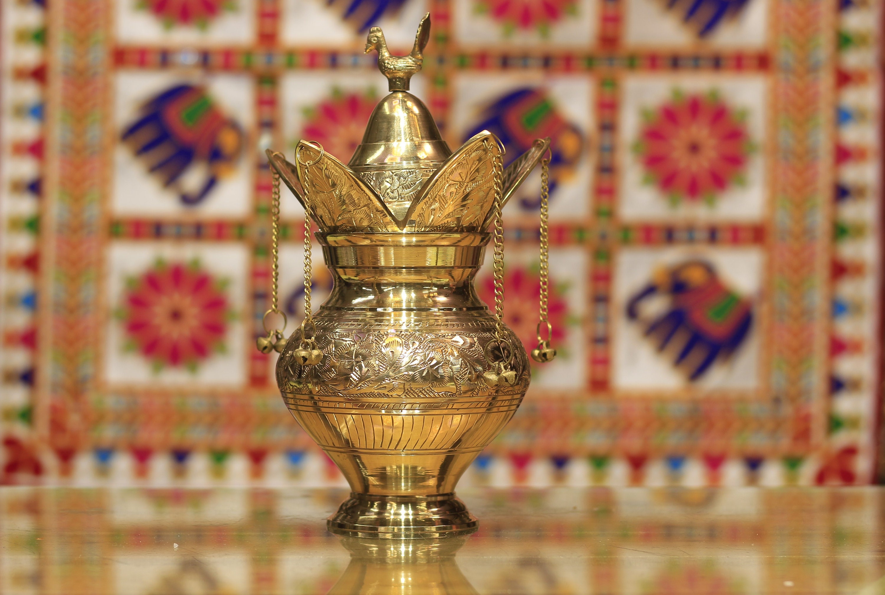 Pure Brass Ganesha Laxmi Kalash,brass Kalash,vastu Brass Kalash,brass ...