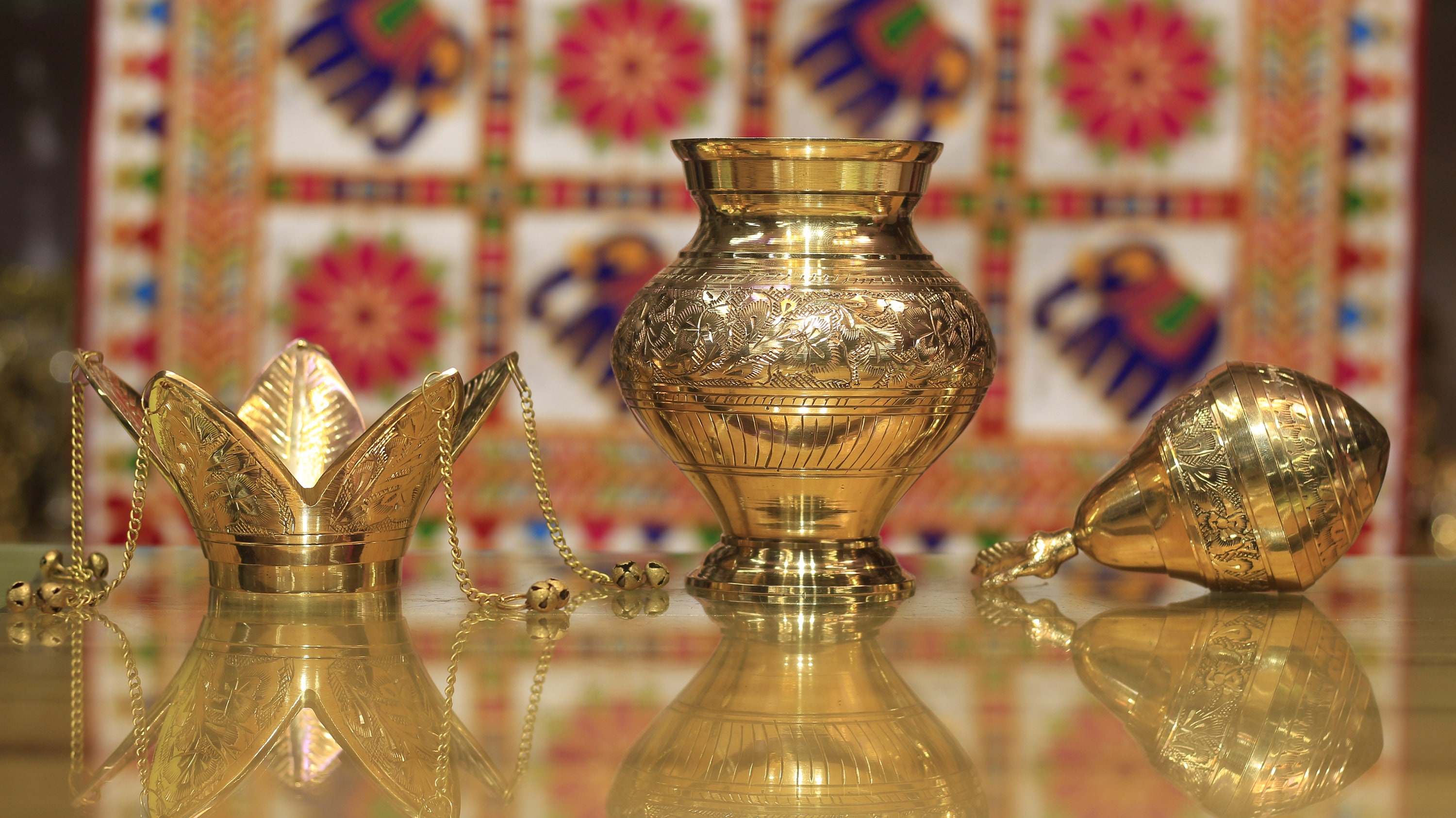 Pure Brass Ganesha Laxmi Kalash,brass Kalash,vastu Brass Kalash,brass ...