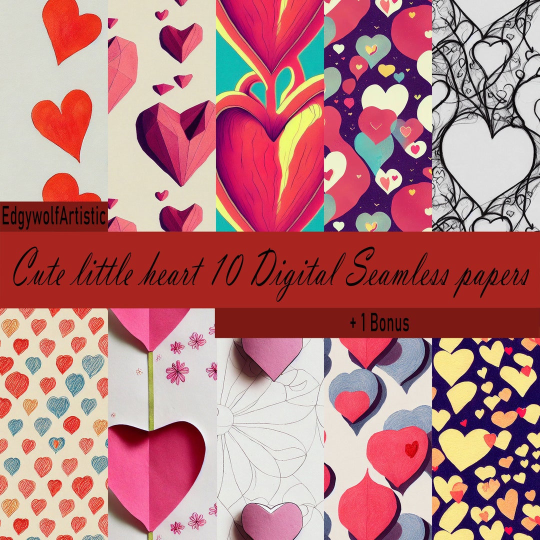 Cute Heart Patterns Seamless Digital Papers Sweetheart - Etsy