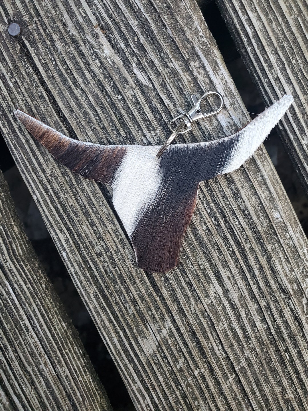 Genuine Leather & Cow Hide Steer/bull Head Keychain - Etsy