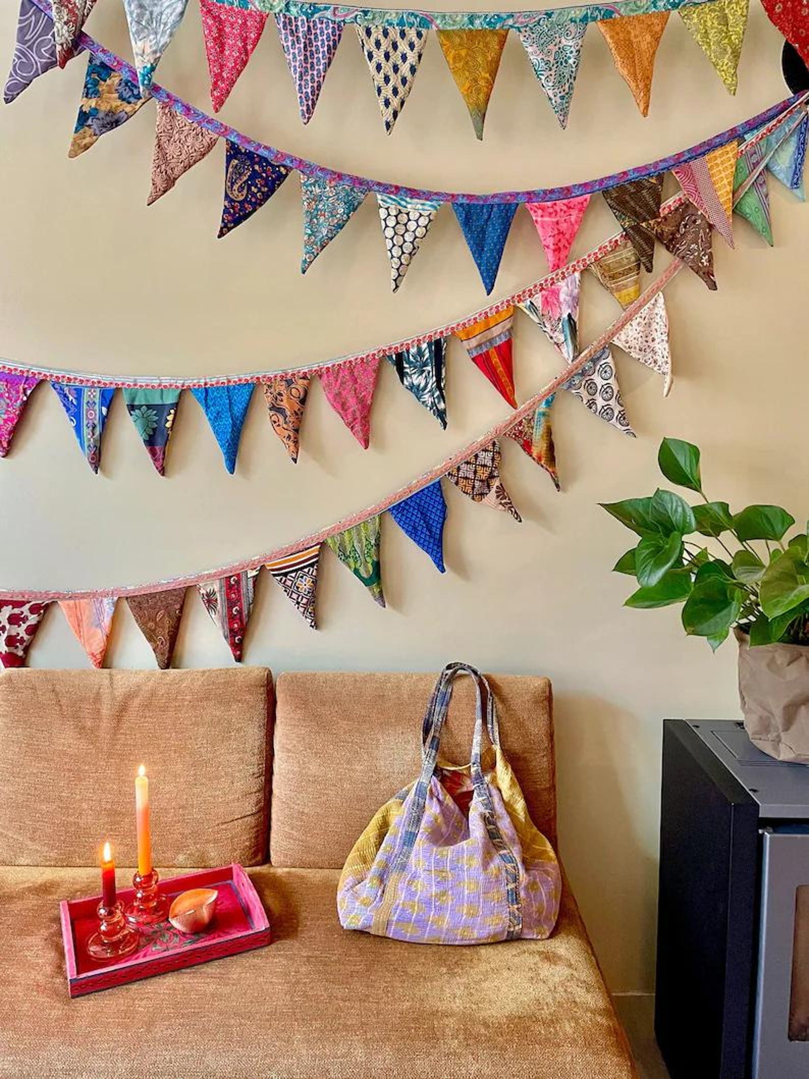 Upcycled Sari Bunting: Handmade Indian Fabric Party Garland - Etsy