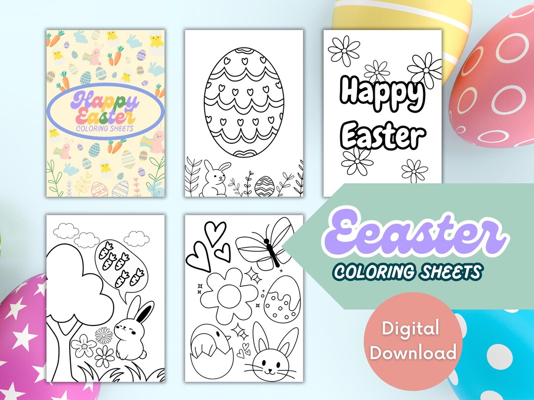 Hojas para colorear de Pascua para niños, paquete de 10 hojas para ...