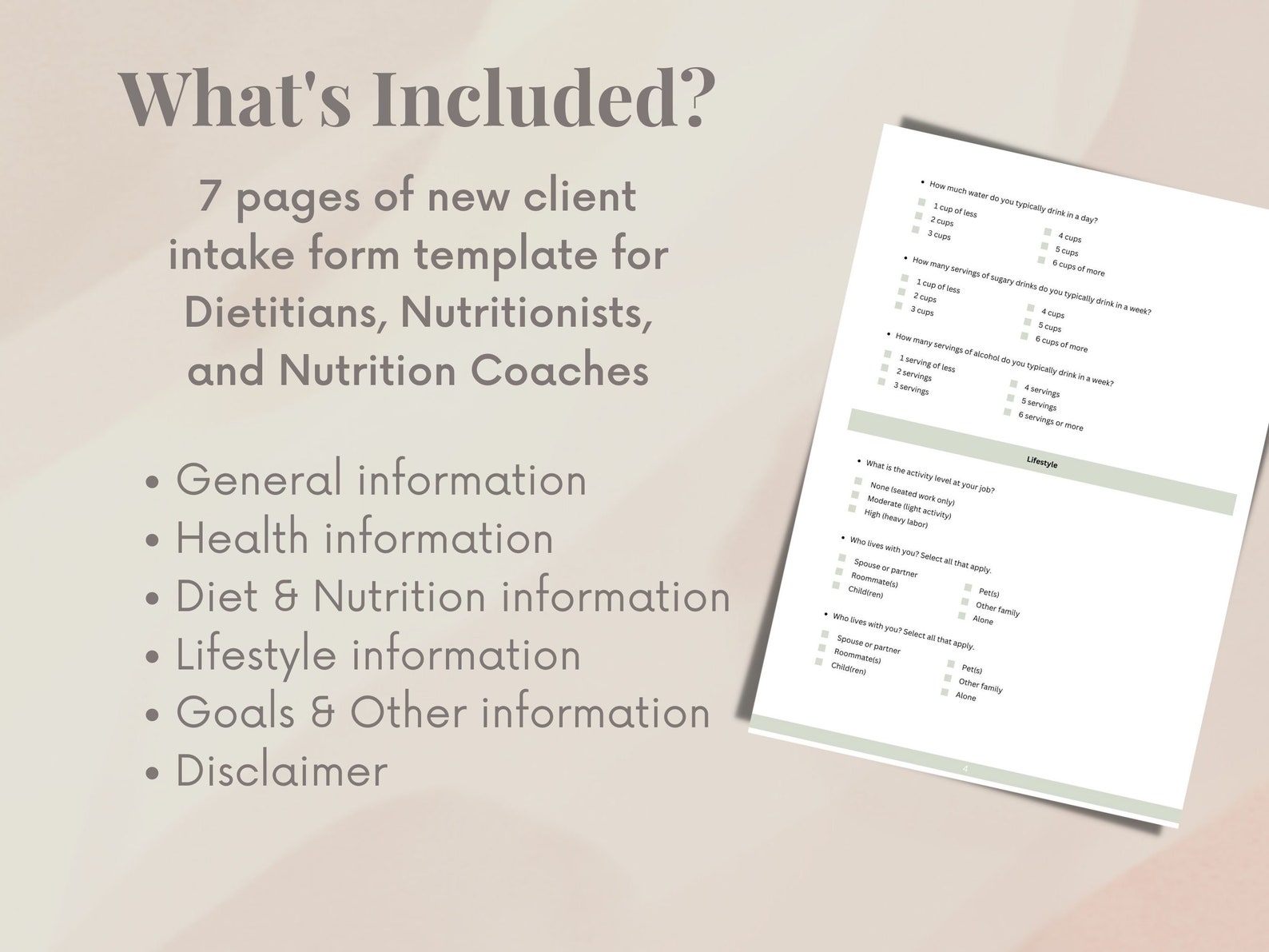 Nutrition Coach Intake Form Coaching New Client Information Health ...