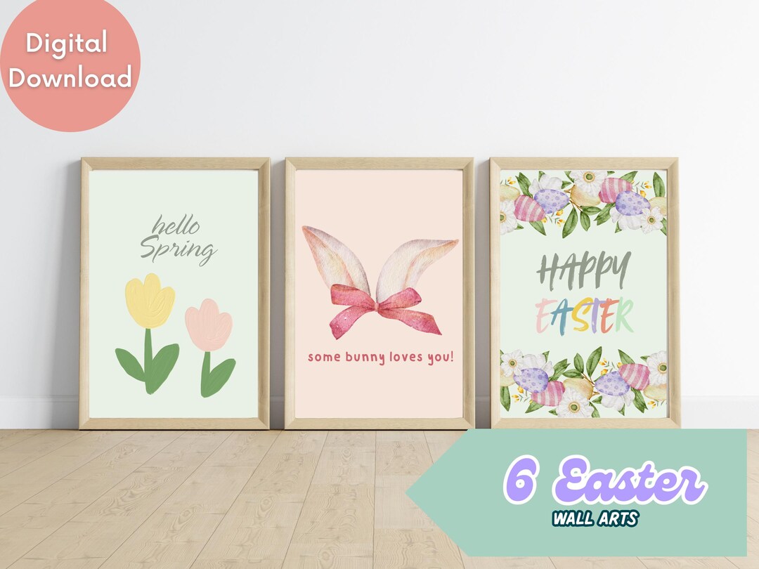 Easter Printable Wall Art, Spring Wall Art, Easter Decorations, Happy ...
