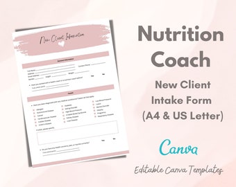 Nutrition Coach Intake Form Coaching New Client Information Health ...