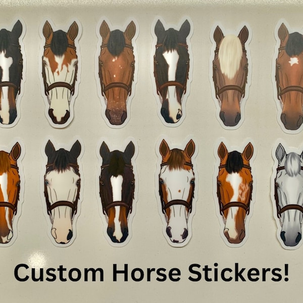 Custom Horse Face Stickers Equestrian Horse Stickers and Decals Art - Etsy