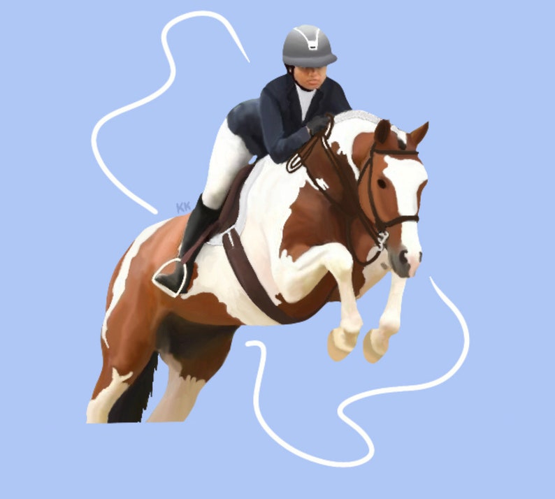 Custom Equestrian Digital Art Piece - Equestrian Gifts - Equestrian Art - Custom Equine Art - Etsy