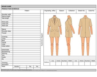 Technical Specification Template: Clothing, Garment, Line Sheet, Womens ...